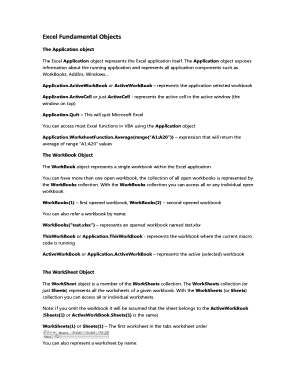 Fillable Online Excel Fundamental Objects Fax Email Print - pdfFiller