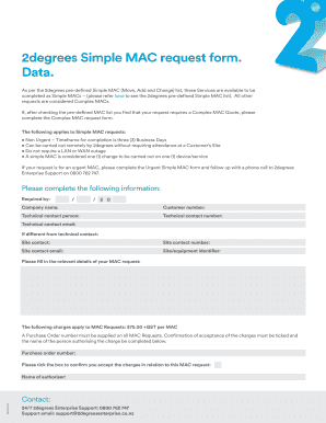 Fillable Online 2degrees Simple MAC request form Fax Email Print ...