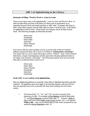 Fillable Online ABCs of Alphabetizing in the Library Fax Email Print ...