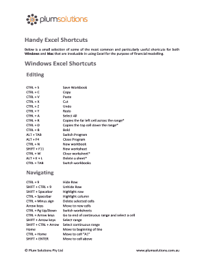 Fillable Online Handy Excel Shortcuts Fax Email Print - pdfFiller