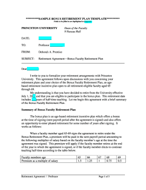 Fillable Online *********SAMPLE BONUS RETIREMENT PLAN TEMPLATE ...
