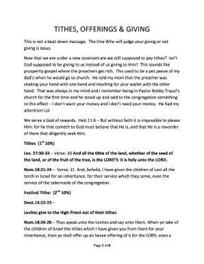 Fillable Online TITHES, OFFERINGS & GIVING Fax Email Print - pdfFiller