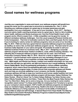 Fillable Online Good names for wellness programs Fax Email Print ...
