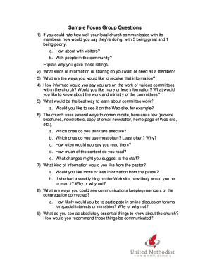 Fillable Online Sample Focus Group Questions Fax Email Print - pdfFiller