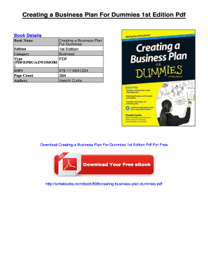 Fillable Online Creating a Business Plan For Dummies 1st Edition Pdf ...