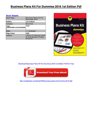 Fillable Online Business Plans Kit For Dummies 2016 1st Edition Pdf Fax Email Print - pdfFiller