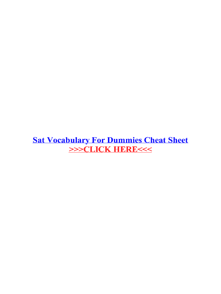 Fillable Online Sat Vocabulary For Dummies Cheat Sheet Fax Email Print ...