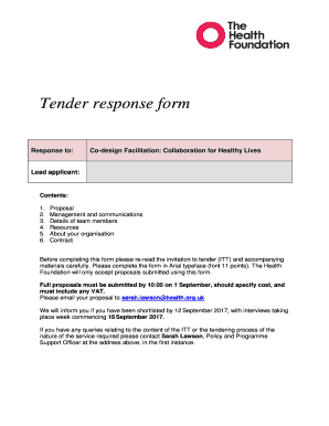 Fillable Online Tender response form Fax Email Print - pdfFiller