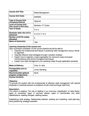Fillable Online Course Unit Code: Fax Email Print - pdfFiller
