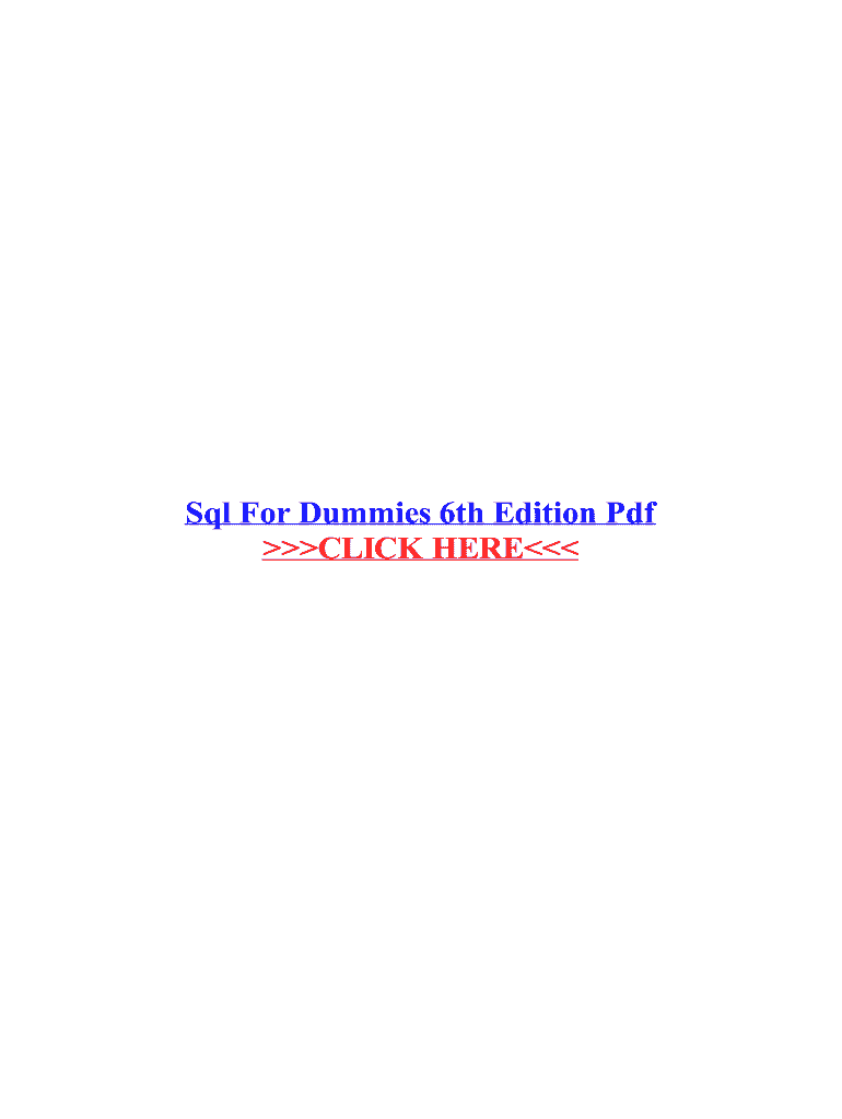 Fillable Online Sql For Dummies 6th Edition Pdf Fax Email Print - pdfFiller