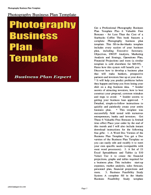 Fillable Online Photography Business Plan Template Fax Email Print ...
