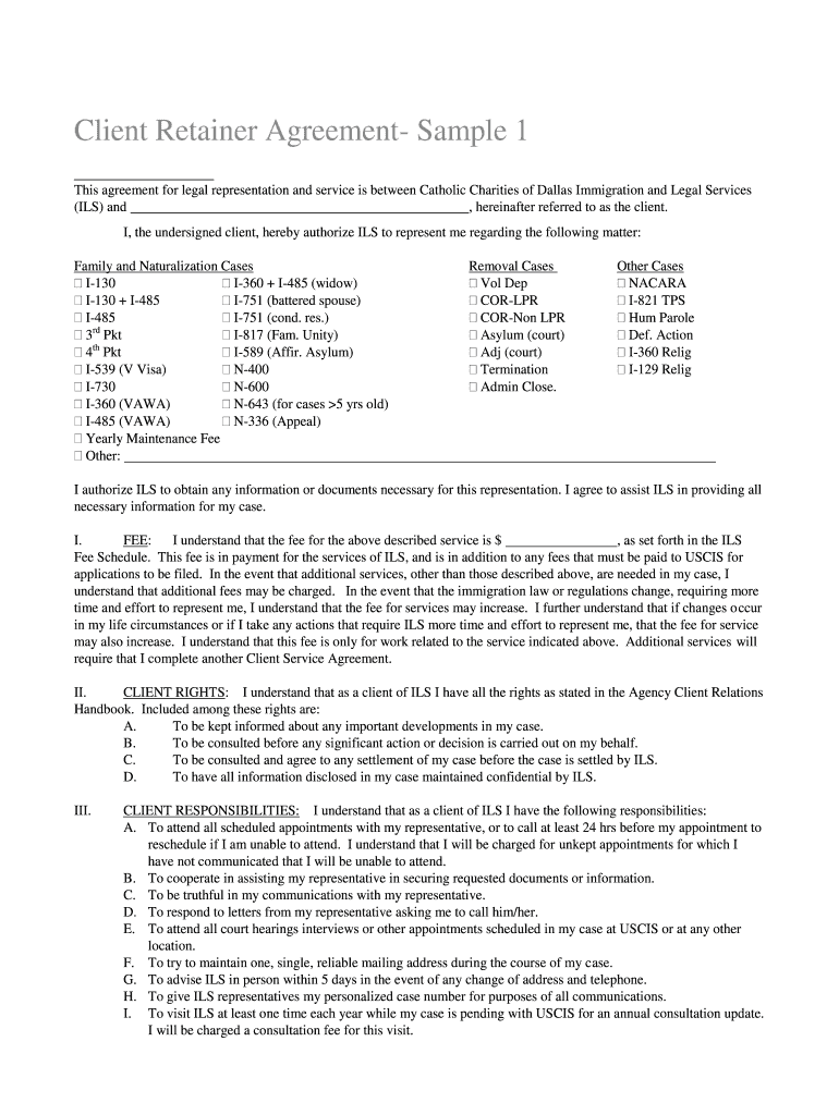 Fillable Online Client Retainer Agreement- Sample 1 Fax Email Print ...