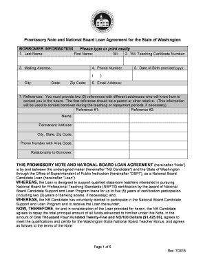 Fillable Online Promissory Note and National Board Loan Agreement for ...