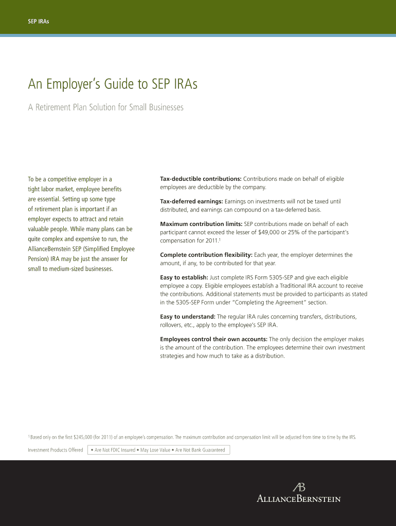 Fillable Online An Employers Guide to SEP IRAs Fax Email Print - pdfFiller