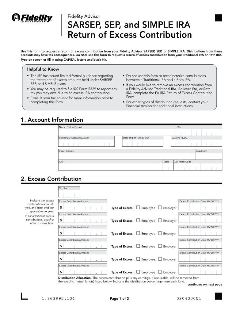 Fillable Online SARSEP, SEP, and SIMPLE IRA Fax Email Print - pdfFiller
