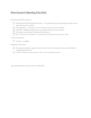 Fillable Online New Account Opening Checklist: Fax Email Print - pdfFiller