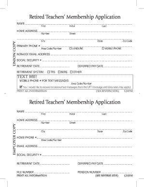 Fillable Online Retired Teachers Membership Application Fax Email Print - pdfFiller