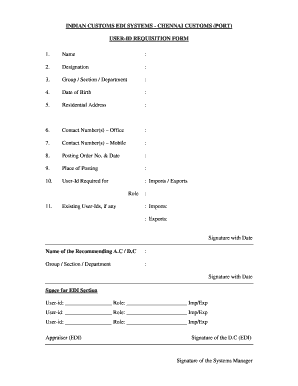 Fillable Online INDIAN CUSTOMS EDI SYSTEMS - CHENNAI CUSTOMS (PORT) Fax ...