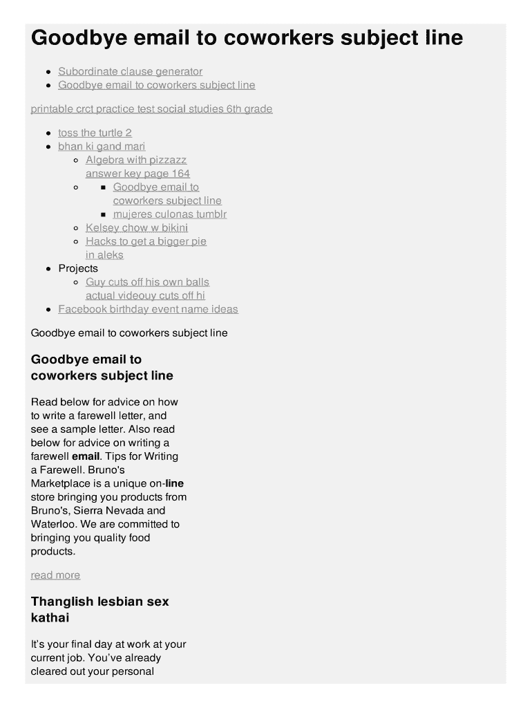 Fillable Online Goodbye email to coworkers subject line Fax Email Print ...
