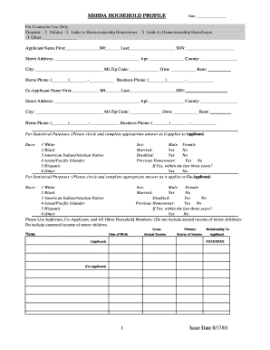 Fillable Online MSHDA HOUSEHOLD PROFILE Fax Email Print - pdfFiller