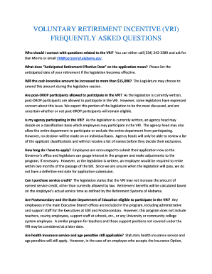 Fillable Online VOLUNTARY RETIREMENT INCENTIVE (VRI) Fax Email Print ...