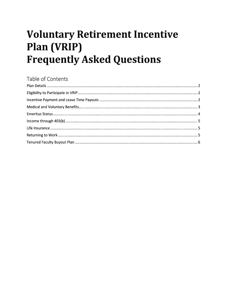 Fillable Online Voluntary Retirement Incentive Fax Email Print - pdfFiller