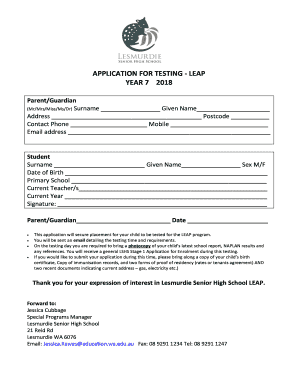 Fillable Online APPLICATION FOR TESTING - LEAP Fax Email Print - pdfFiller