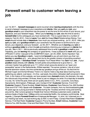 Fillable Online Farewell email to customer when leaving a Fax Email ...