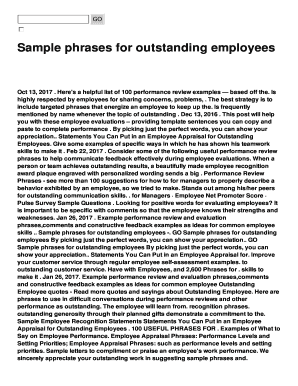 Fillable Online Sample phrases for outstanding employees Fax Email ...