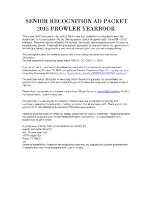 Fillable Online SENIOR RECOGNITION AD PACKET Fax Email Print - pdfFiller
