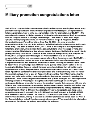 Fillable Online Military promotion congratulations letter Fax Email ...