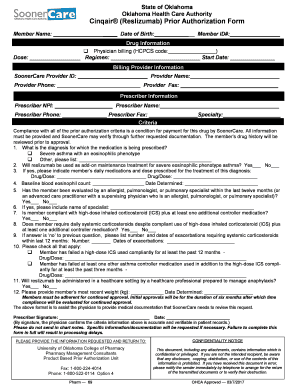 Fillable Online Cinqair (Reslizumab) Prior Authorization Form Fax Email ...