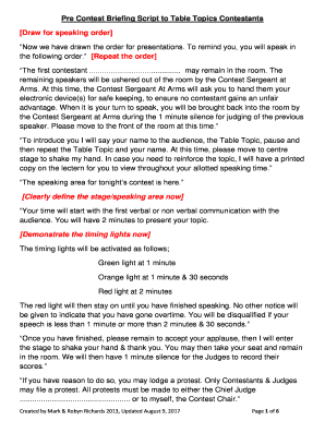 Fillable Online Draw for speaking order Fax Email Print - pdfFiller