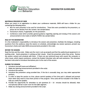Fillable Online MODERATOR GUIDELINES Fax Email Print - pdfFiller