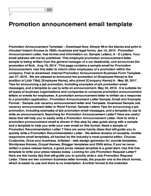 Fillable Online Promotion announcement email template Fax Email Print ...