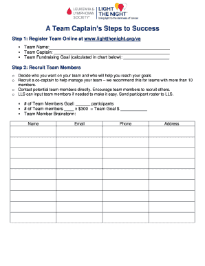 Fillable Online A Team Captains Steps to Success Fax Email Print ...