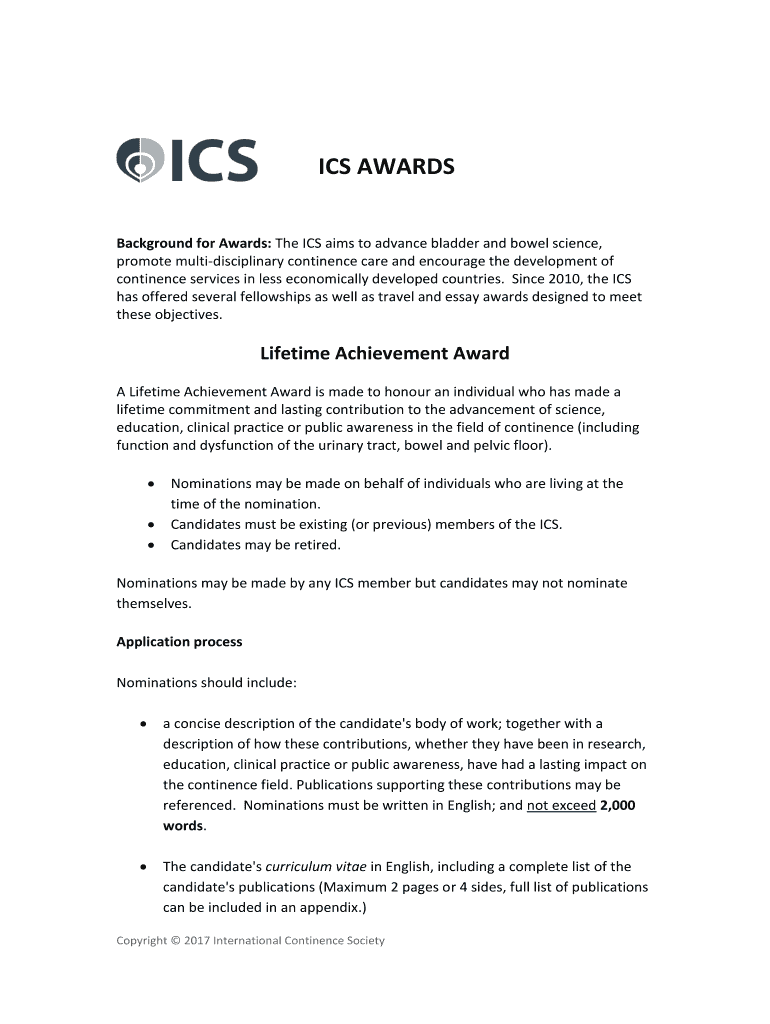 Fillable Online ICS AWARDS Fax Email Print - pdfFiller
