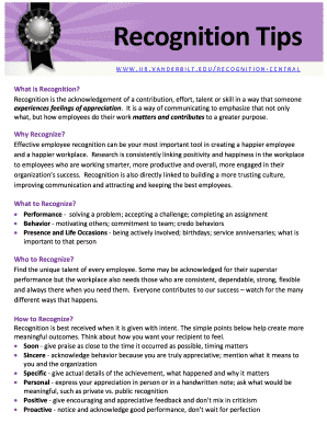 Fillable Online Recognition Tips Fax Email Print - pdfFiller
