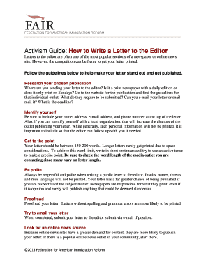 Fillable Online Activism Guide: How to Write a Letter to the Editor Fax ...