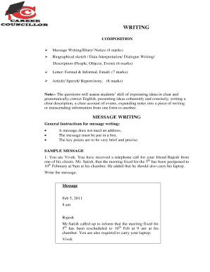 Fillable Online Message Writing/Diary/ Notice (4 marks) Fax Email Print ...