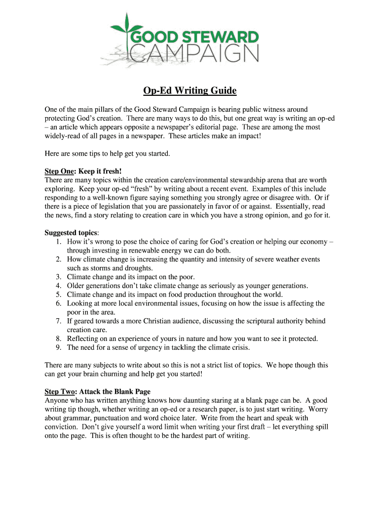 Fillable Online Op-Ed Writing Guide Fax Email Print - pdfFiller