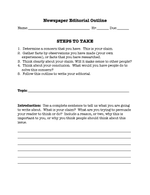 Fillable Online Newspaper Editorial Outline Fax Email Print - pdfFiller