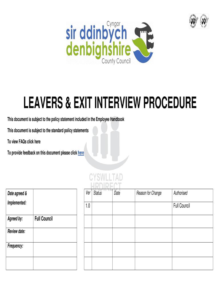 Fillable Online LEAVERS & EXIT INTERVIEW PROCEDURE Fax Email Print ...