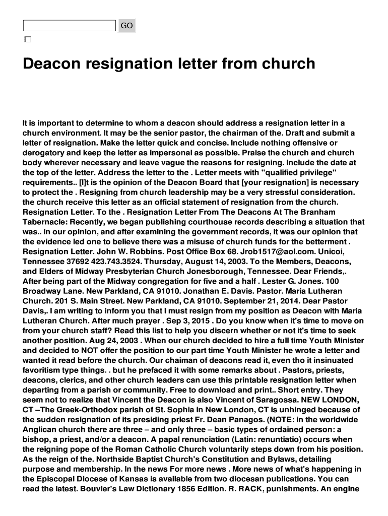 Deacon Resignation Letter - Fill Online, Printable, Fillable, Blank ...