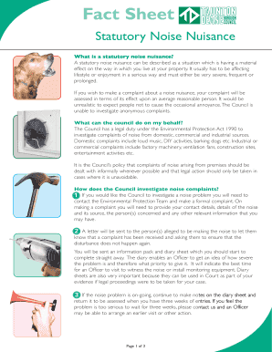 Fillable Online Statutory Noise Nuisance Fax Email Print - pdfFiller