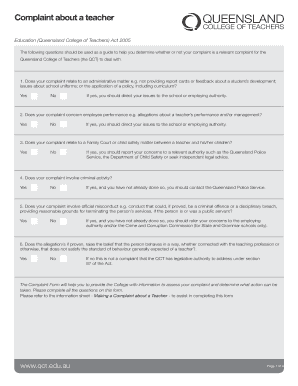 Fillable Online Complaint about a teacher Fax Email Print - pdfFiller