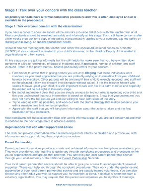 Fillable Online Stage 1: Talk over your concern with the class teacher ...
