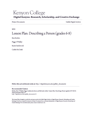 Fillable Online Lesson Plan: Describing a Person (grades 6-8) Fax Email ...