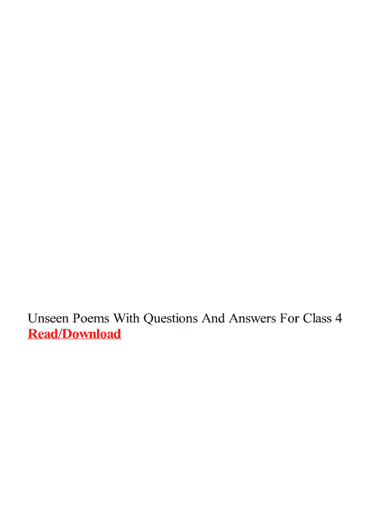 Fillable Online Unseen Poems With Questions And Answers Fax Email Print ...