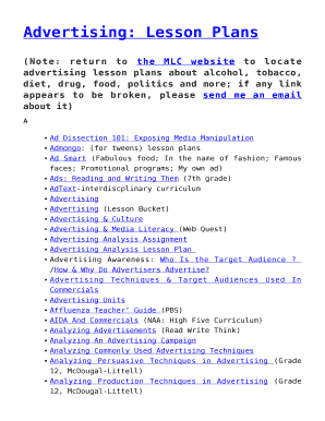 Fillable Online Advertising: Lesson Plans Fax Email Print - pdfFiller